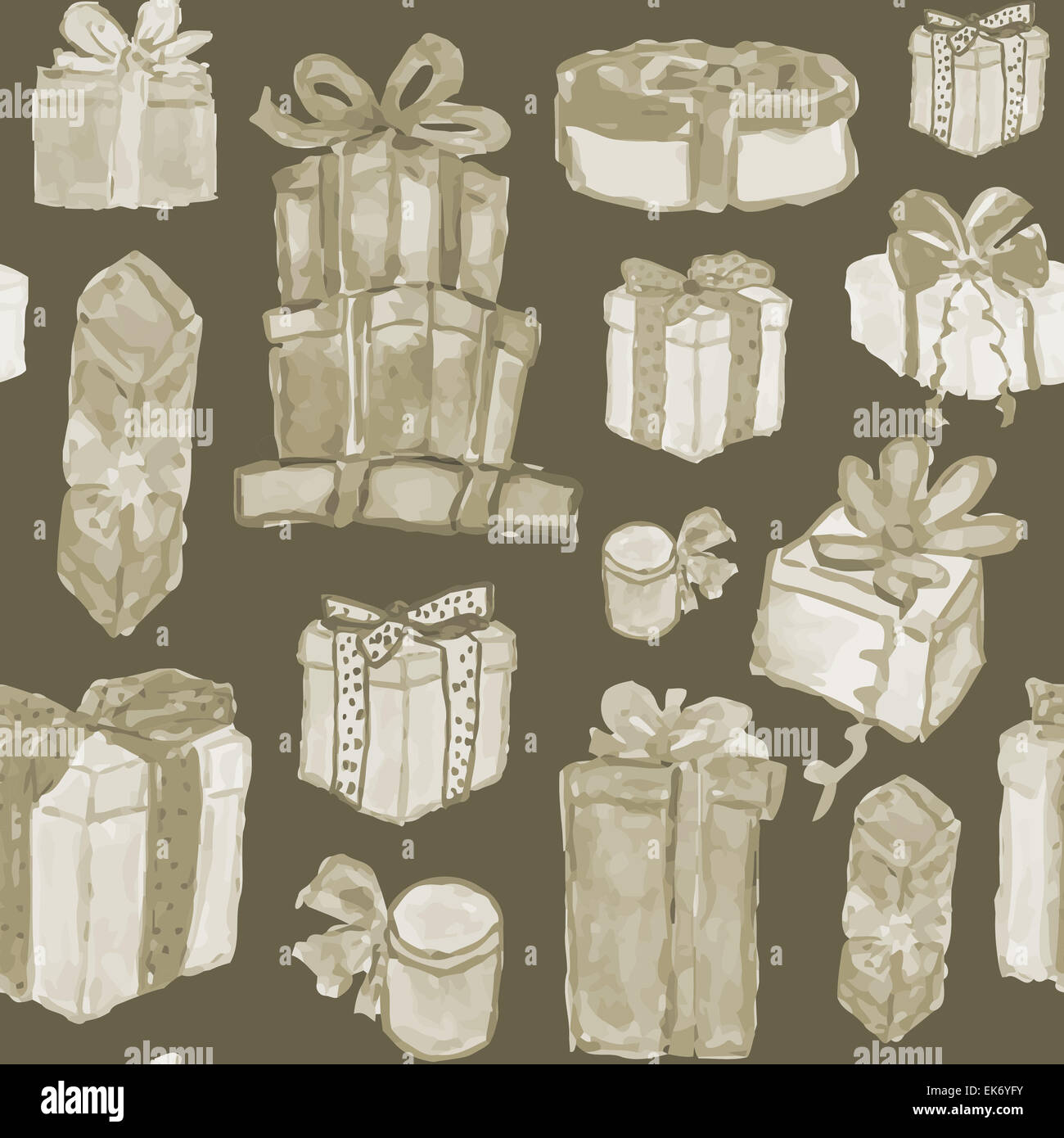 Seamless texture with hand drawn watercolor gift boxes Stock Photo - Alamy