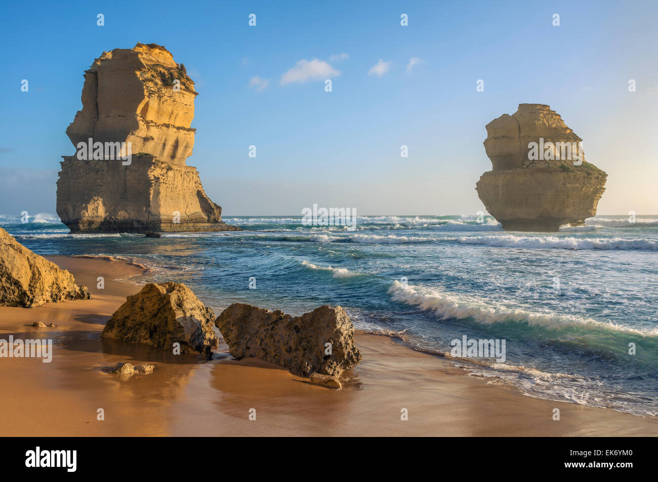 Australia's iconic Twelve Apostles, from the beach at sunset on the ...