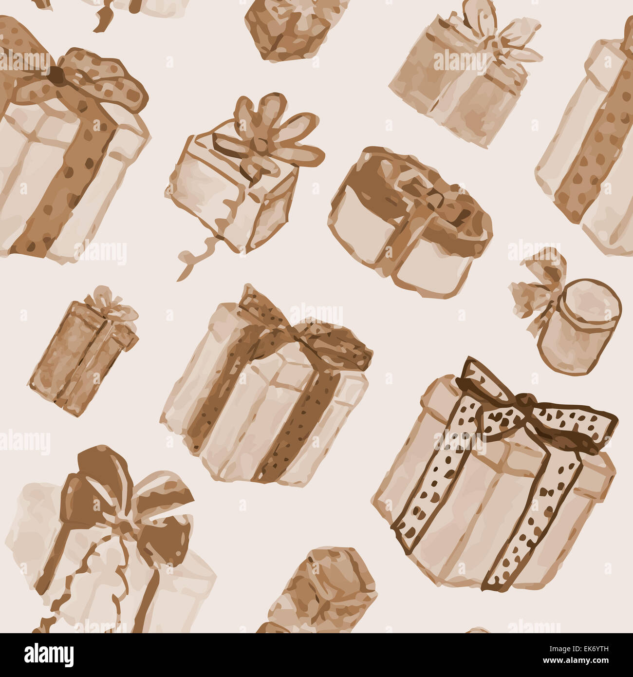 Seamless texture with hand drawn watercolor gift boxes Stock Photo - Alamy