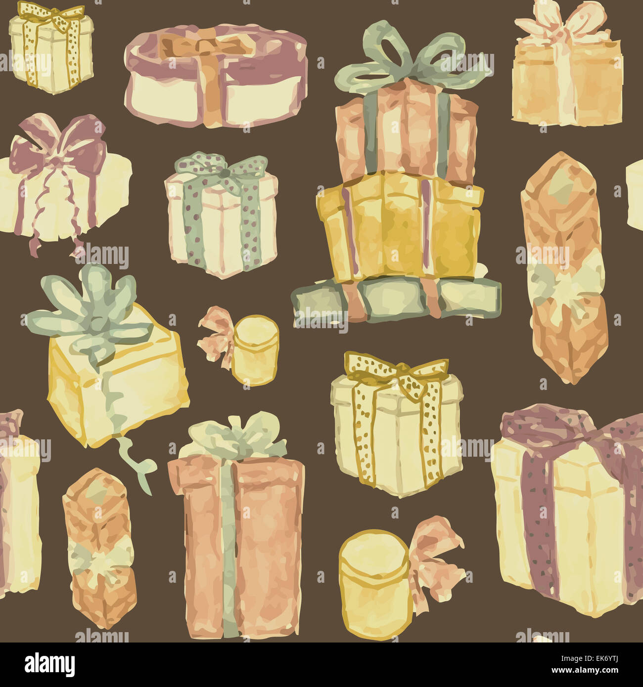 Seamless texture with hand drawn watercolor gift boxes Stock Photo - Alamy