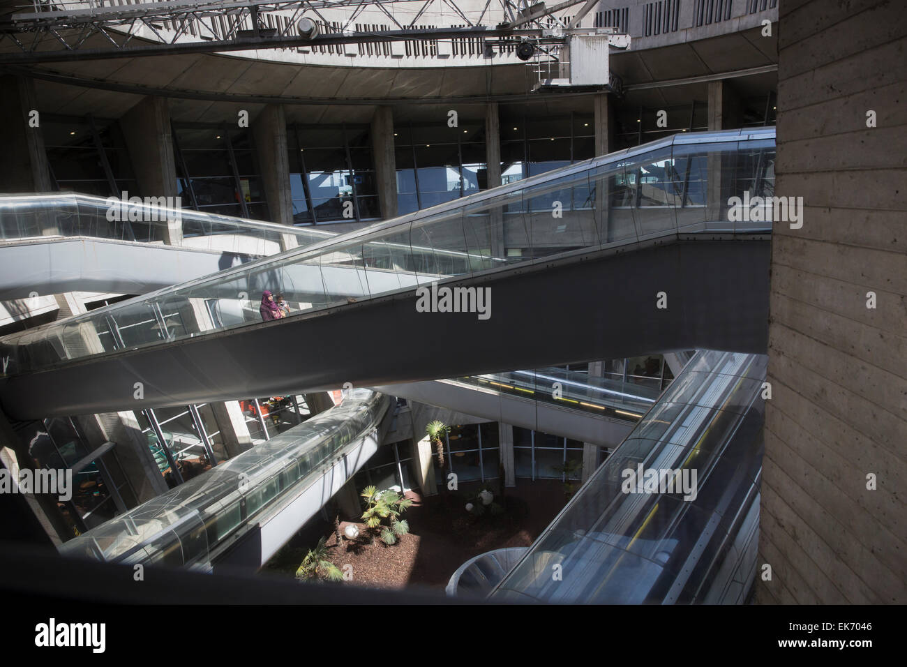 1970s futuristic moving walkways inside terminal 1 of Aéroport de Paris ...