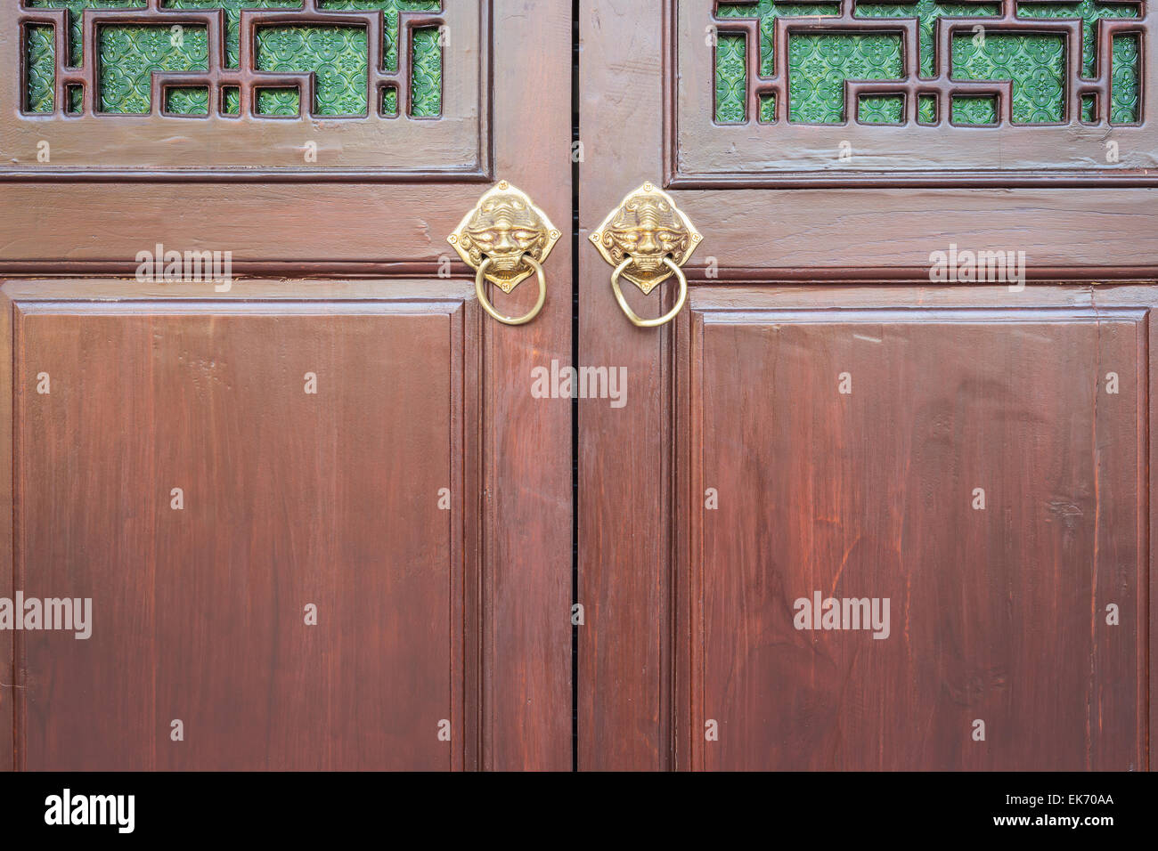 Close up traditional Chinese style wooden door Stock Photo - Alamy