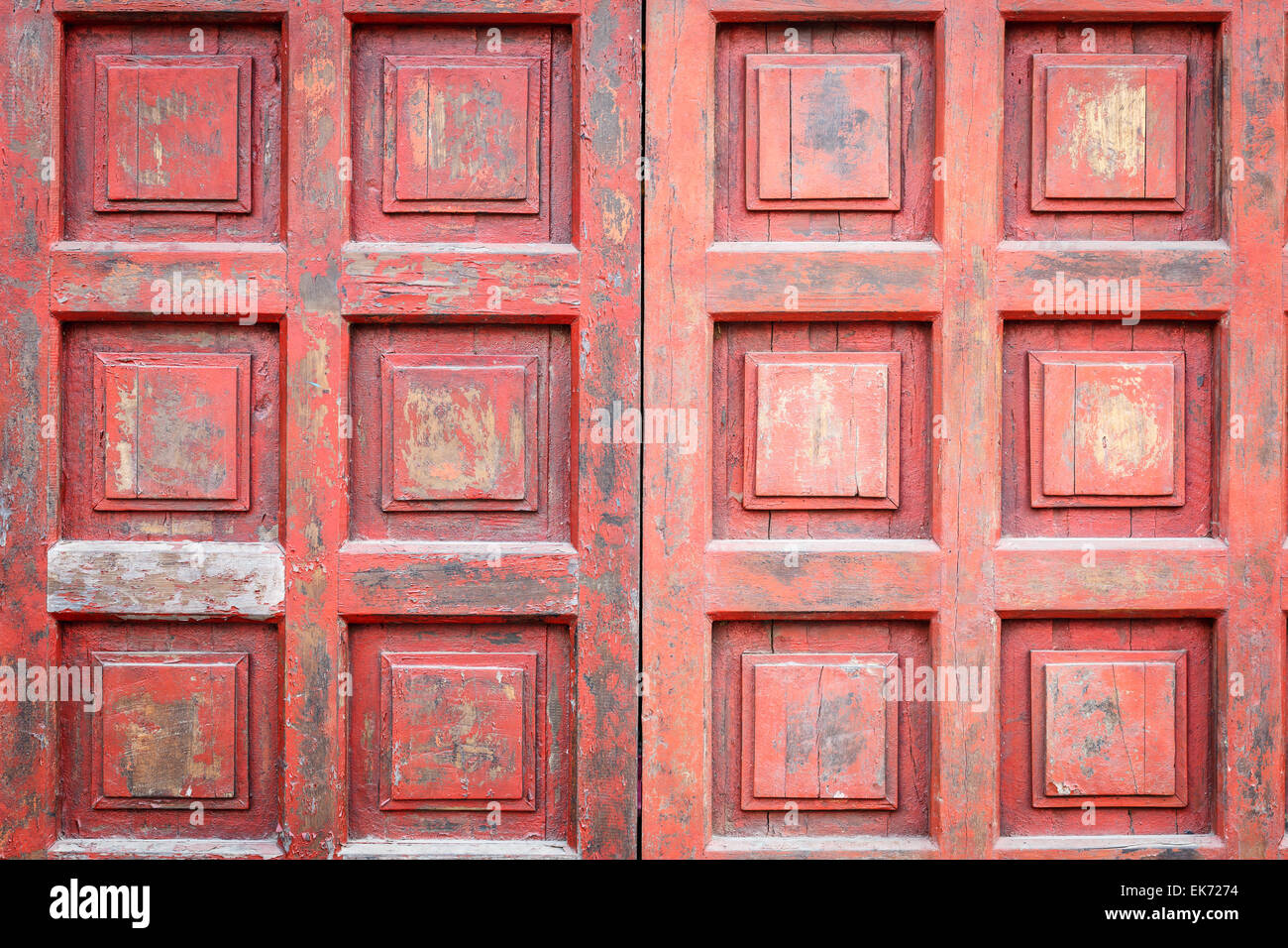 Red vintage wooden door texture Stock Photo - Alamy