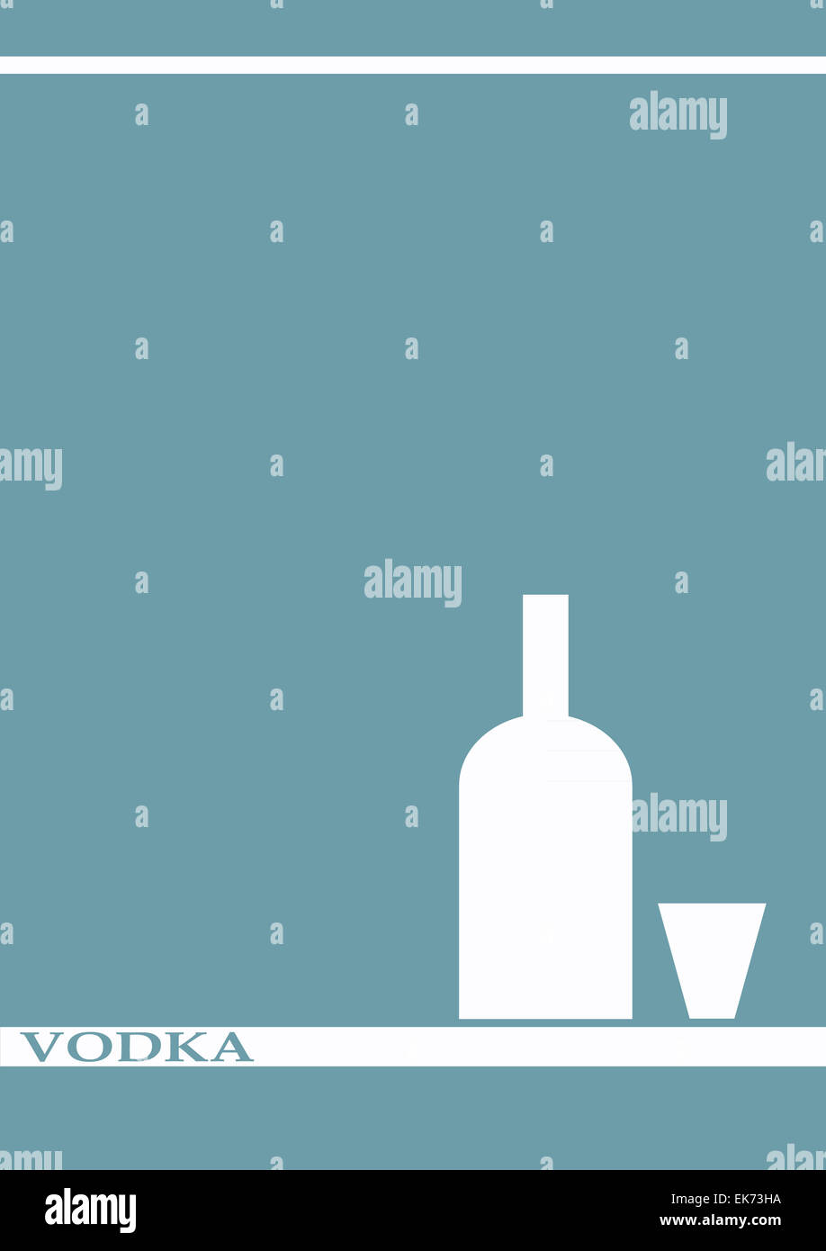 vodka bottle glass deign menu background Stock Photo - Alamy