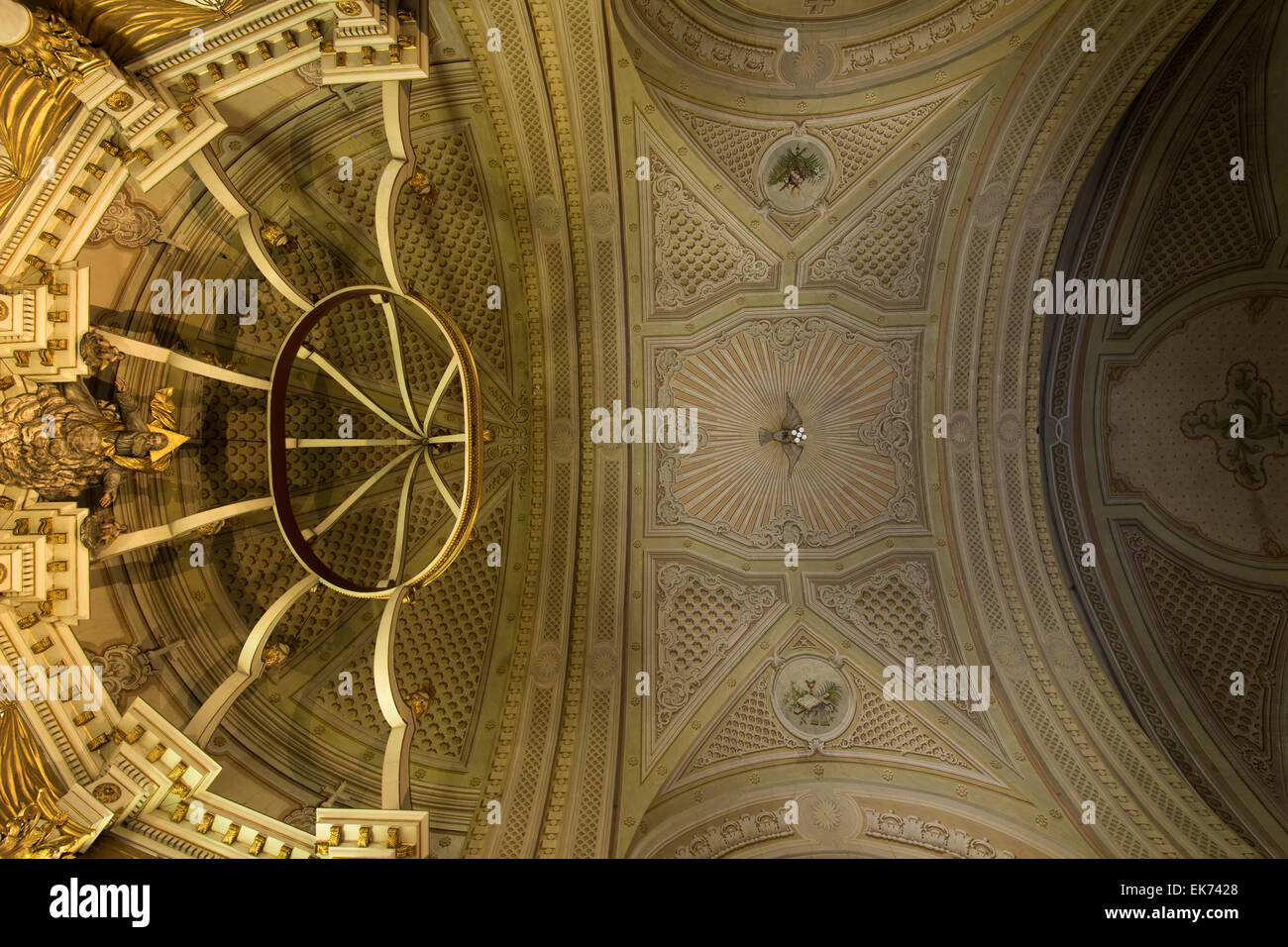 The ceiling of a catholic church in Csiksomlyo (Sumuleu-Ciuc), Romania ...