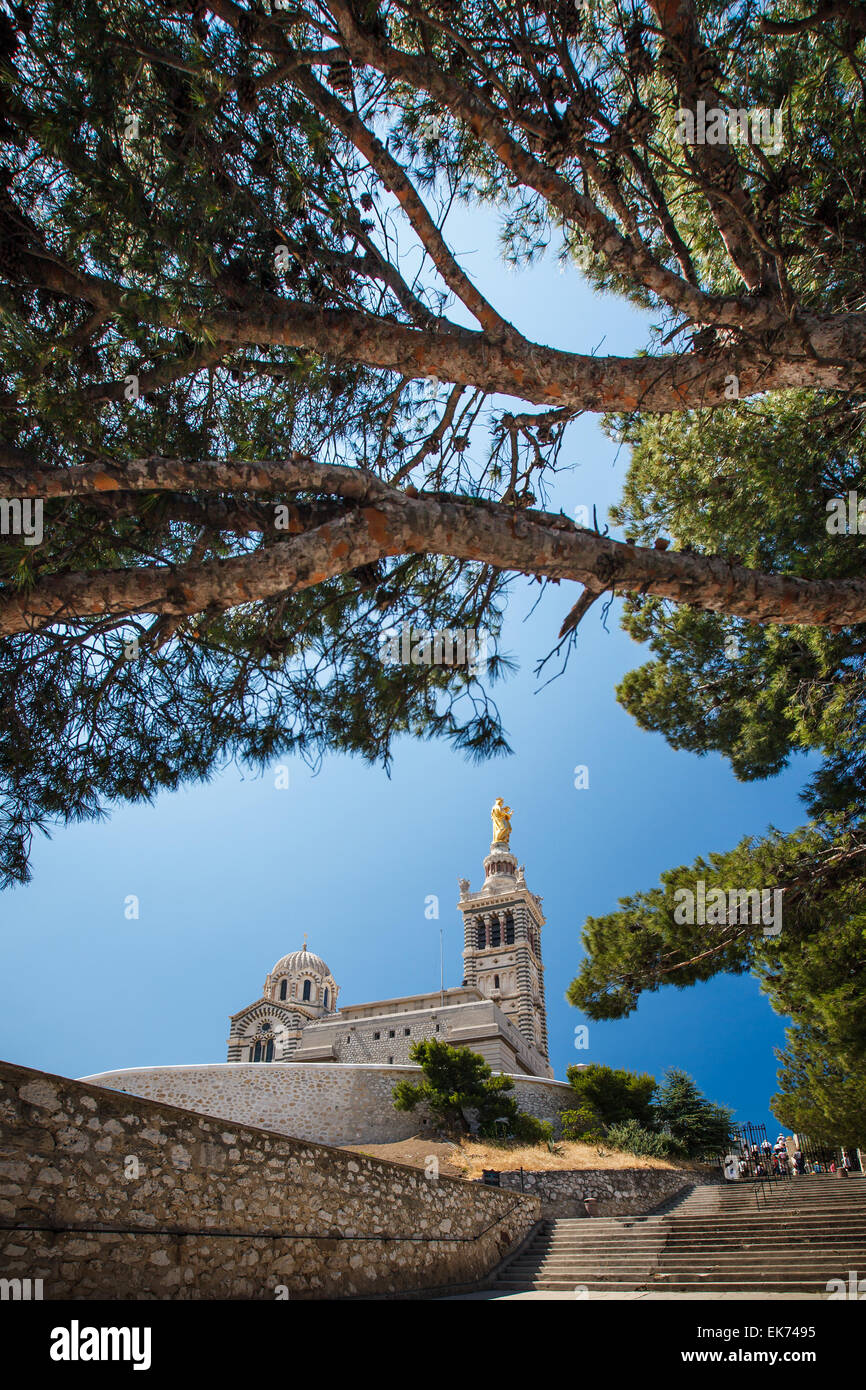 View of Notre-Dame de la Garde basilica in Marseille Stock Photo - Alamy