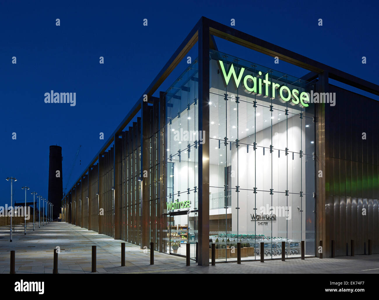 Overall exterior view at dusk. Waitrose Chester, Chester, United ...