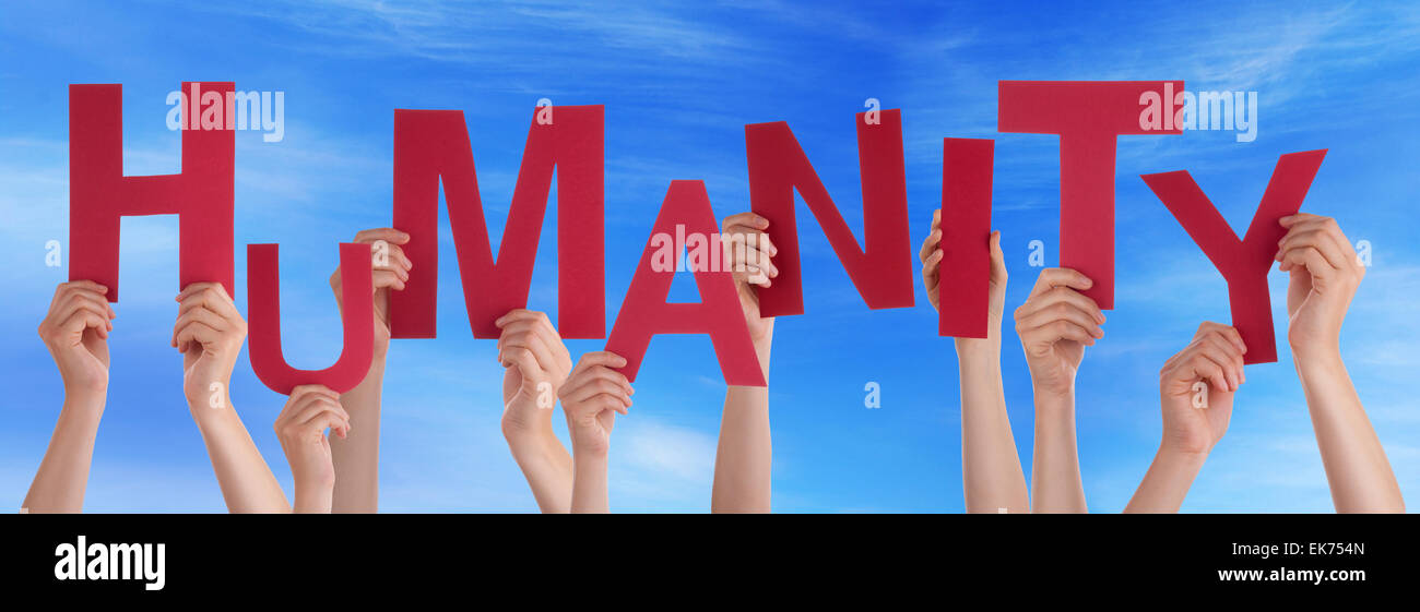 Many Caucasian People And Hands Holding Red Letters Or Characters ...