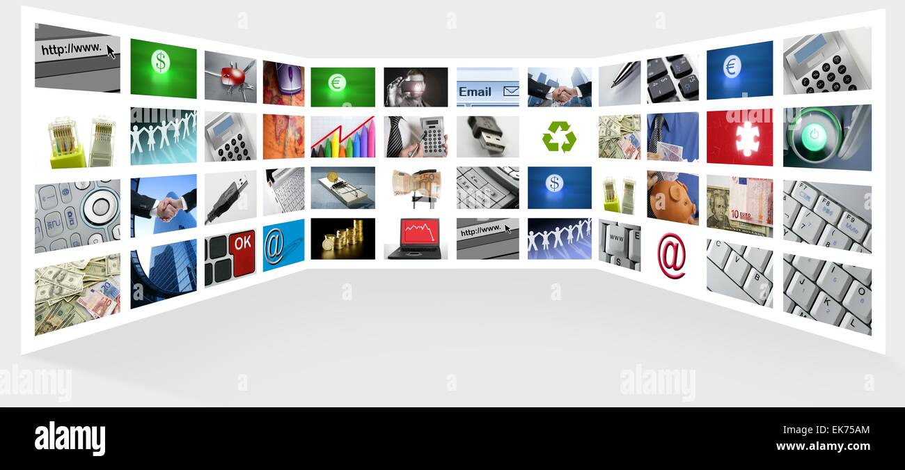 Big Panel of TV screen internet business Stock Photo - Alamy