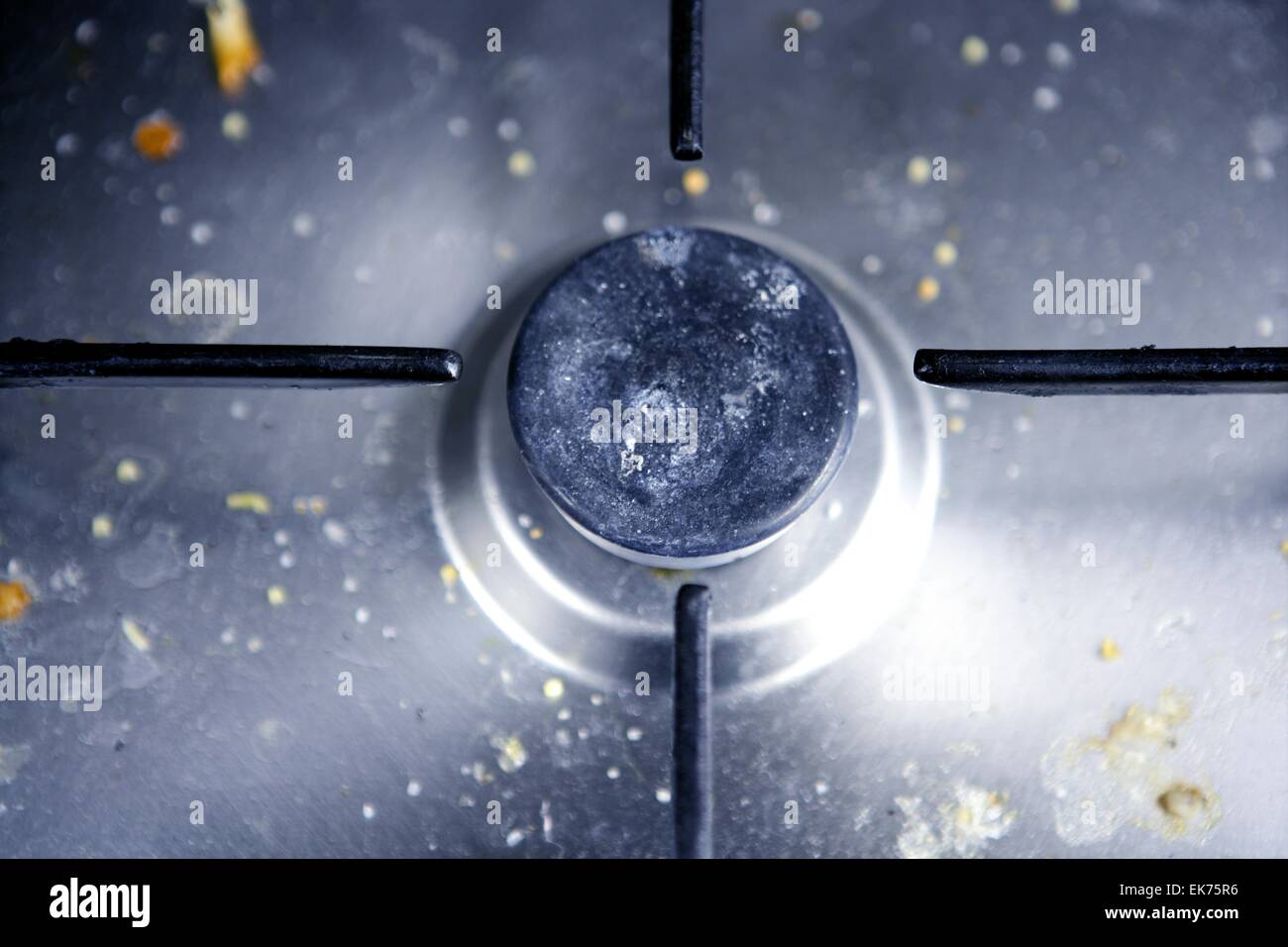 Dirty kitchen on stainless steel macro Stock Photo - Alamy