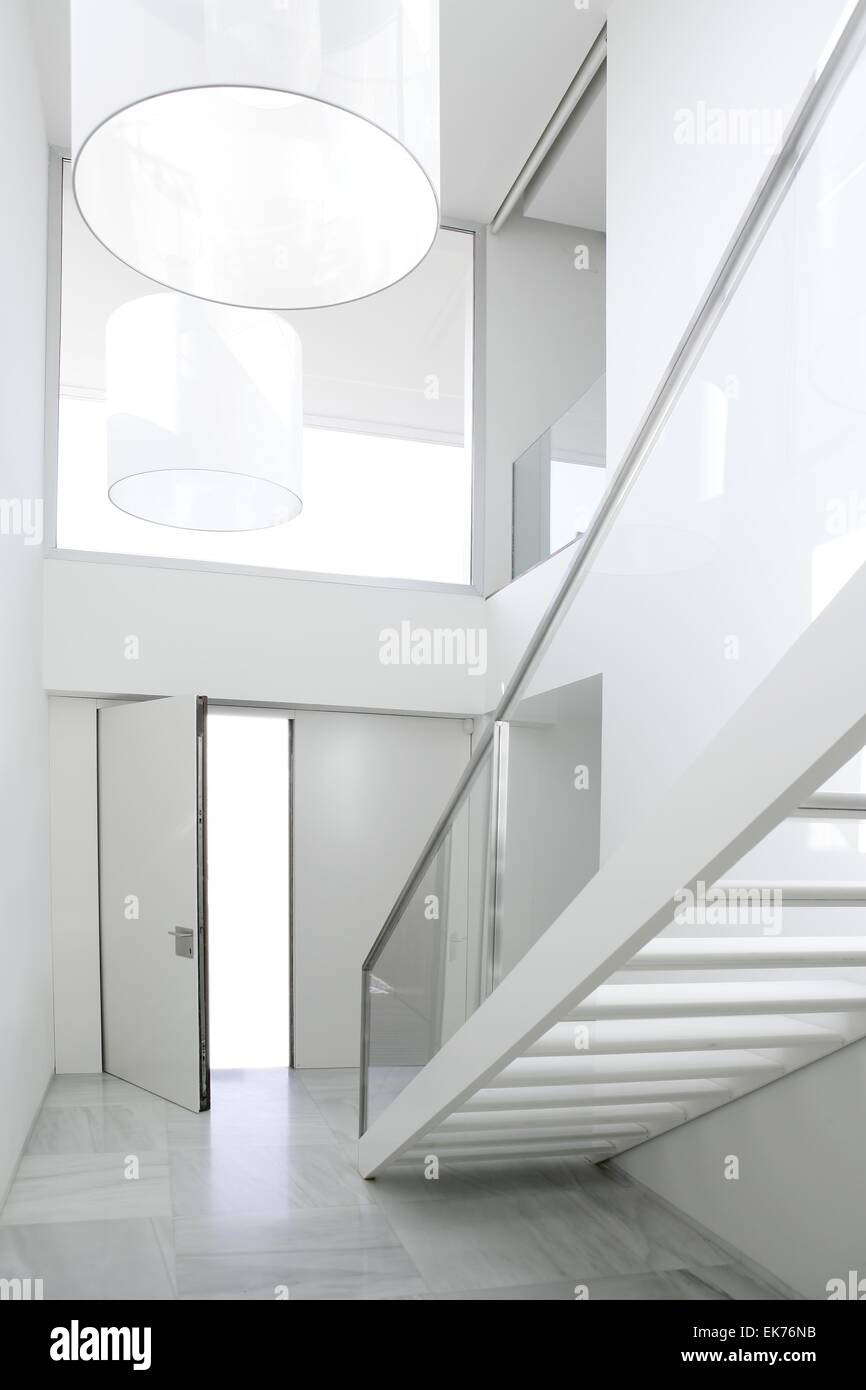 Home interior stair white architecture lobby Stock Photo - Alamy