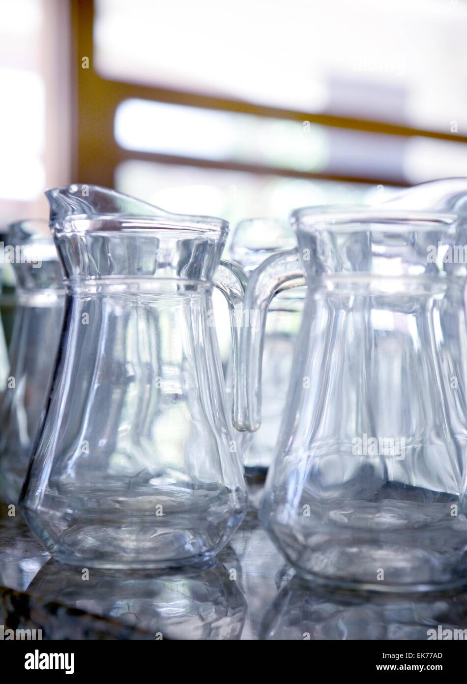 Transparent water glass jars Stock Photo - Alamy