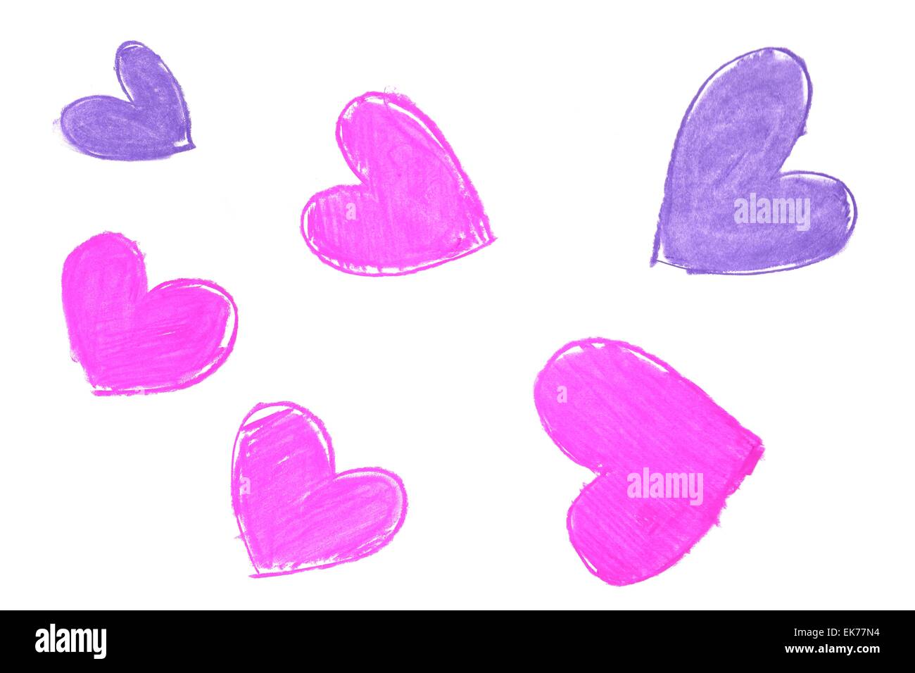 Colorful hand painted heart shapes draw Stock Photo - Alamy