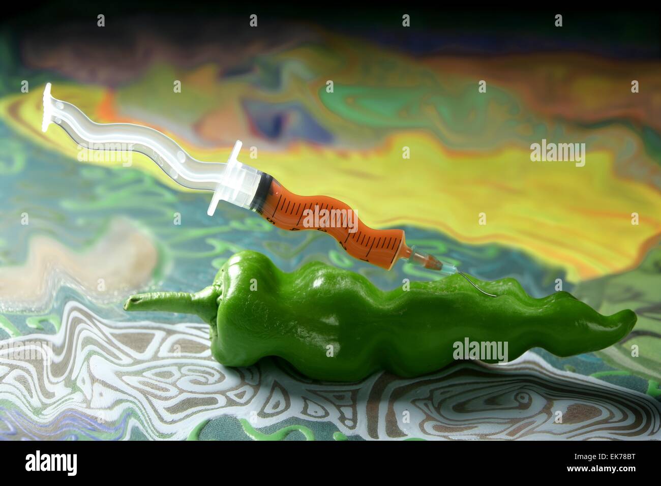 Green pepper syringe Stock Photo - Alamy