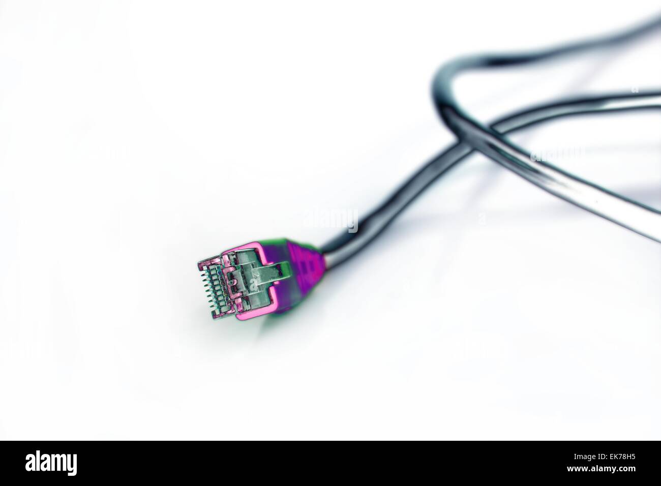 Ethernet rj45 cable isolated over white Stock Photo - Alamy