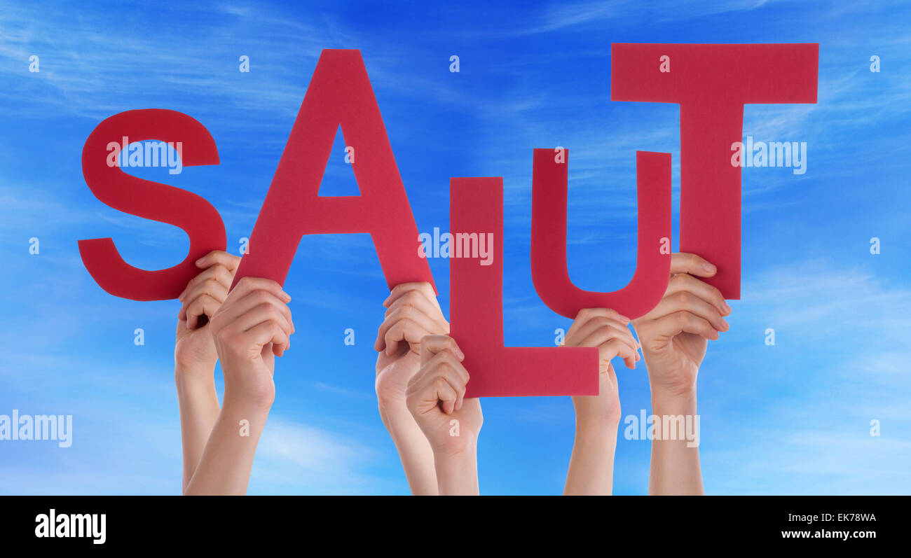 Many Caucasian People And Hands Holding Red Letters Or Characters ...