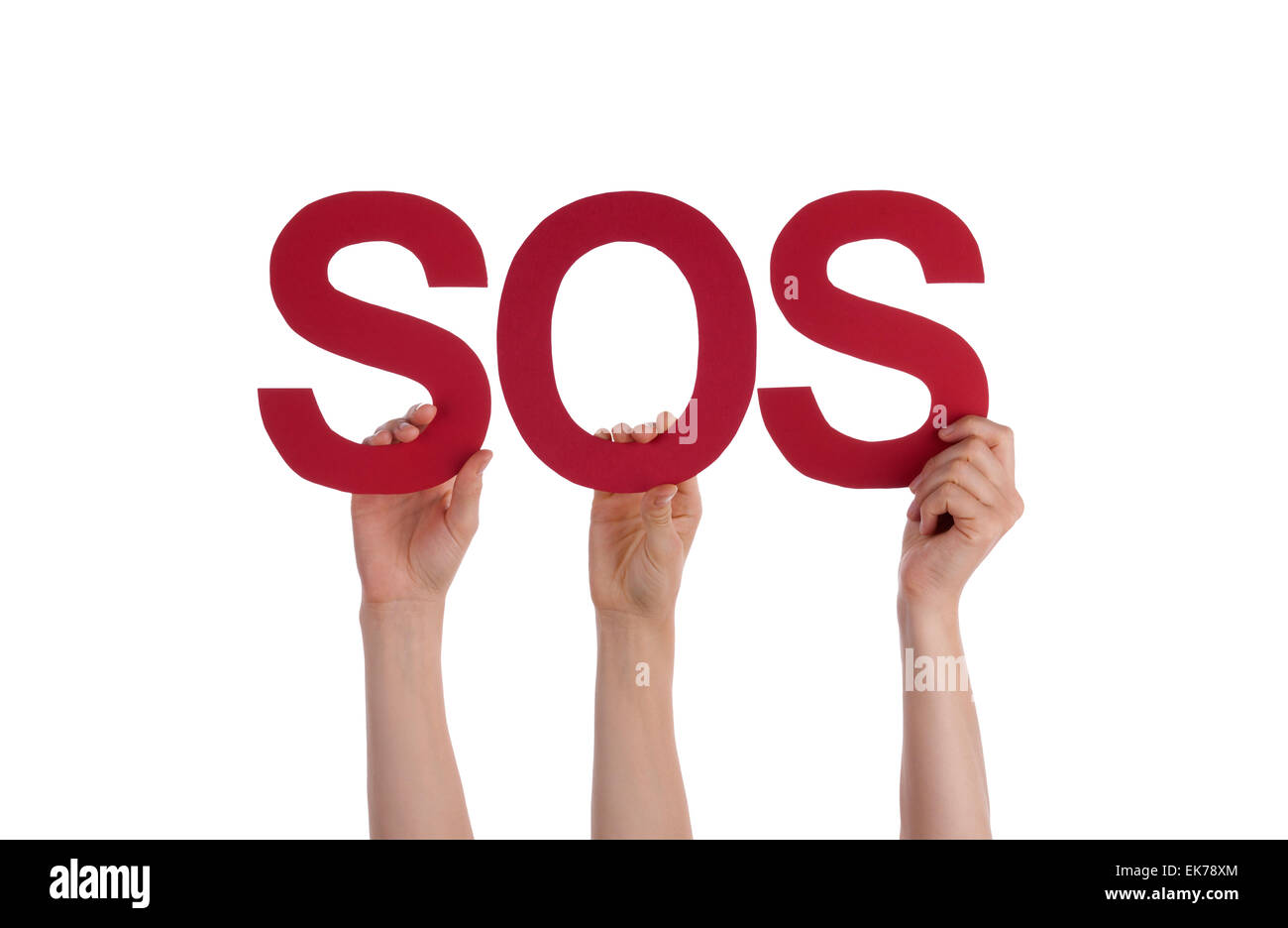 Many Caucasian People And Hands Holding Red Straight Letters Or ...