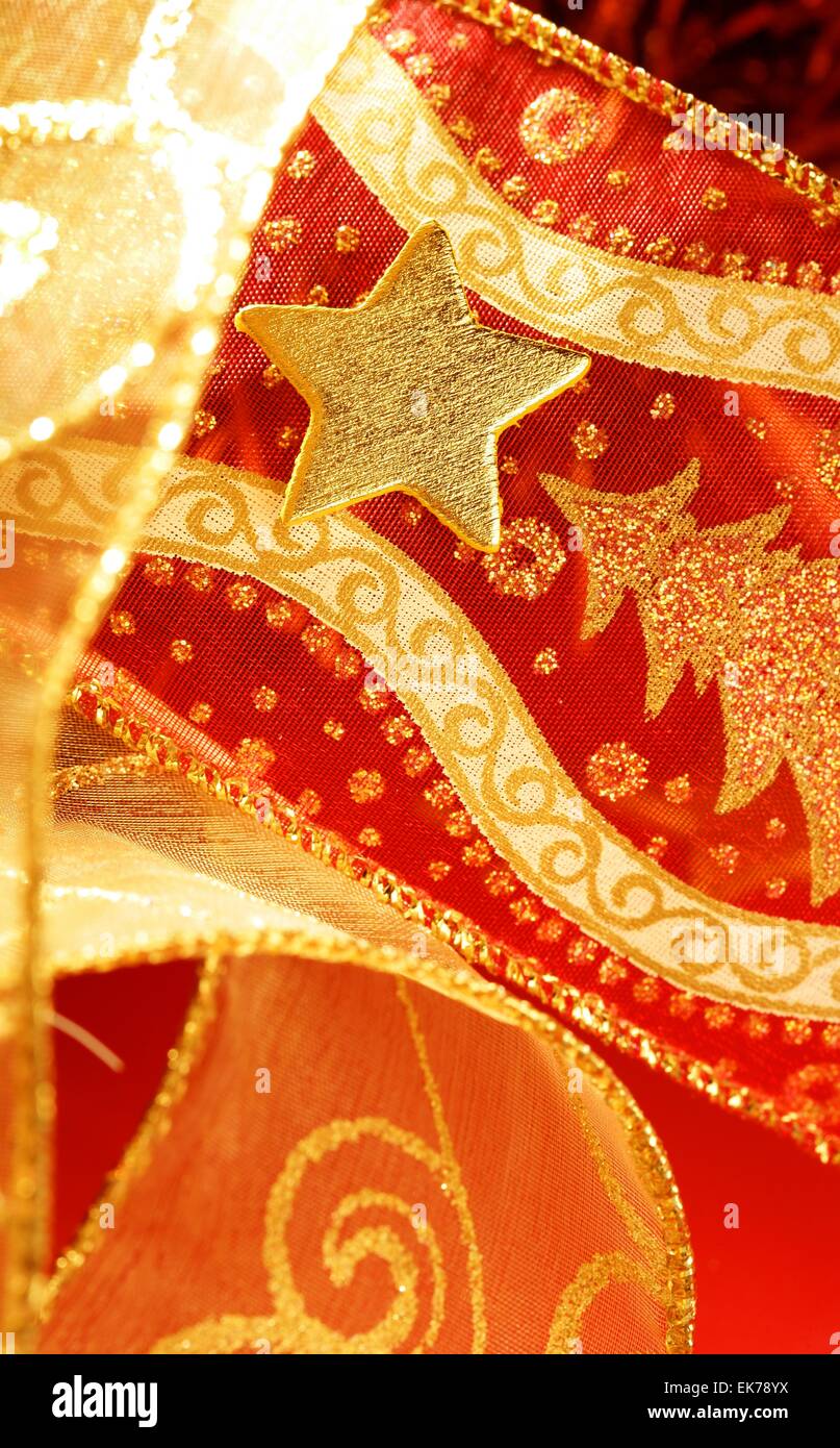 Christmas golden decoration with gold star Stock Photo - Alamy