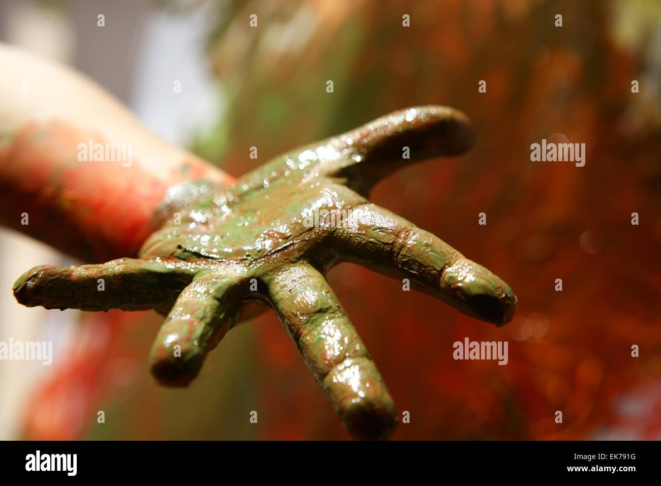 Children artist hands painting multi colors Stock Photo - Alamy