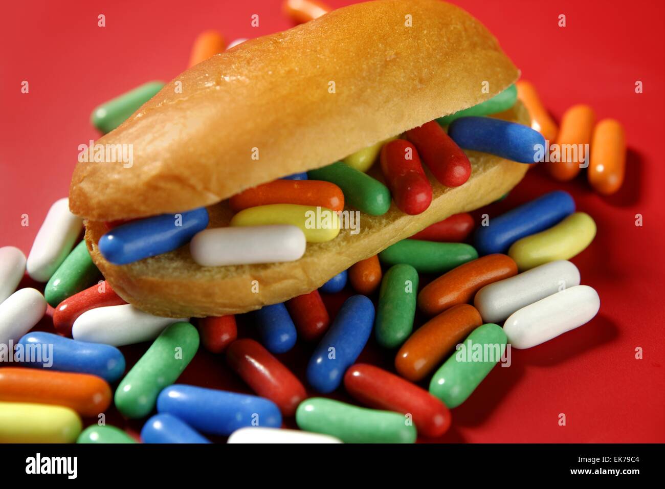Sandwich made of colorful candy sweet Stock Photo - Alamy