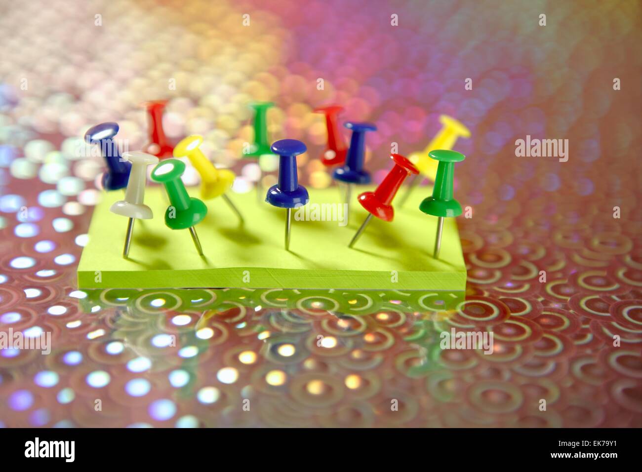 adhesive color notes with colorful pin Stock Photo - Alamy