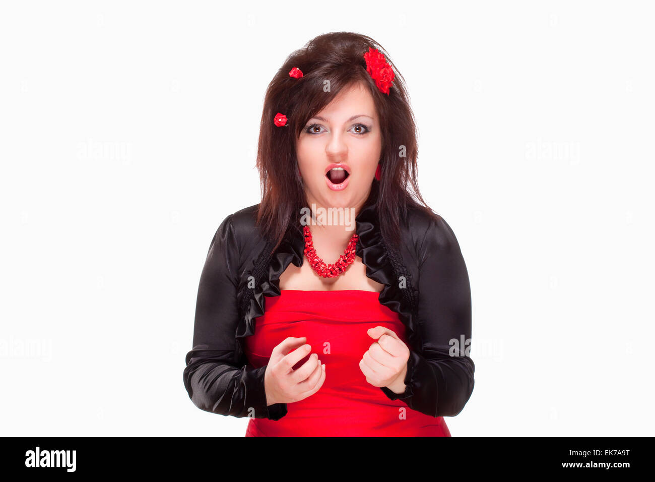 Opera Singer Performing in her Stage Dress - Isolated on White Stock ...