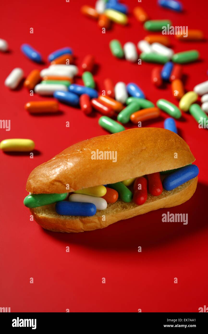 Sandwich made of colorful candy sweet Stock Photo - Alamy