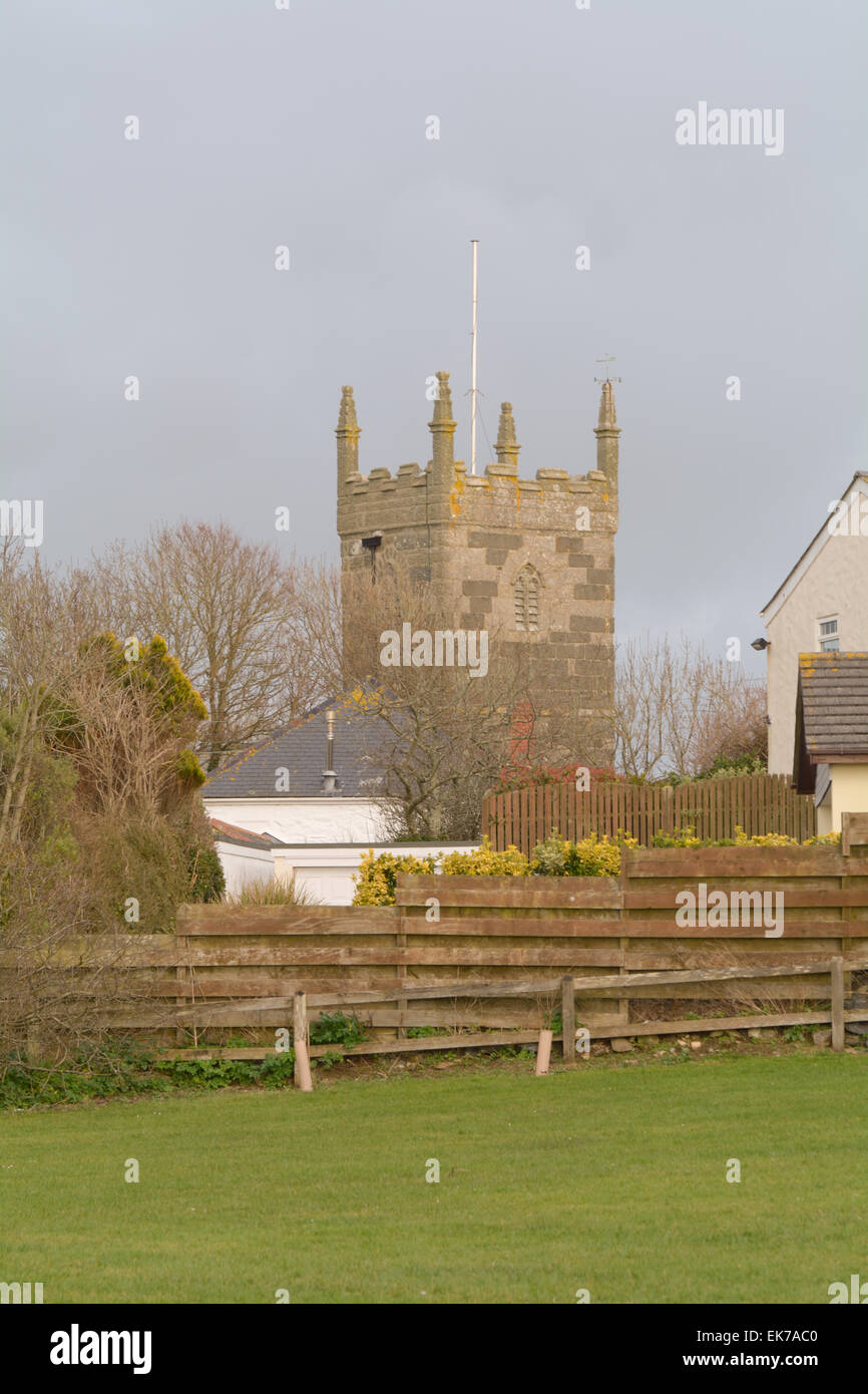 Saint Mellanus Church tower, Mullion, Cornwall, England Stock Photo - Alamy