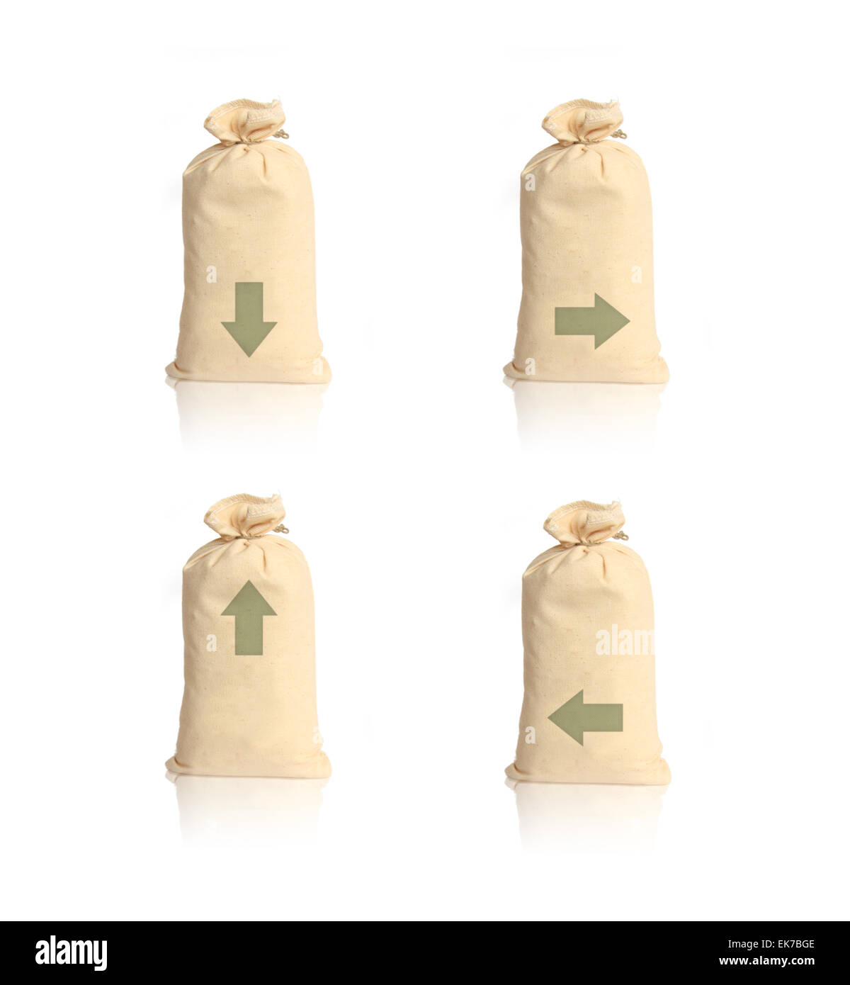 Arrow icon on sack Stock Photo - Alamy