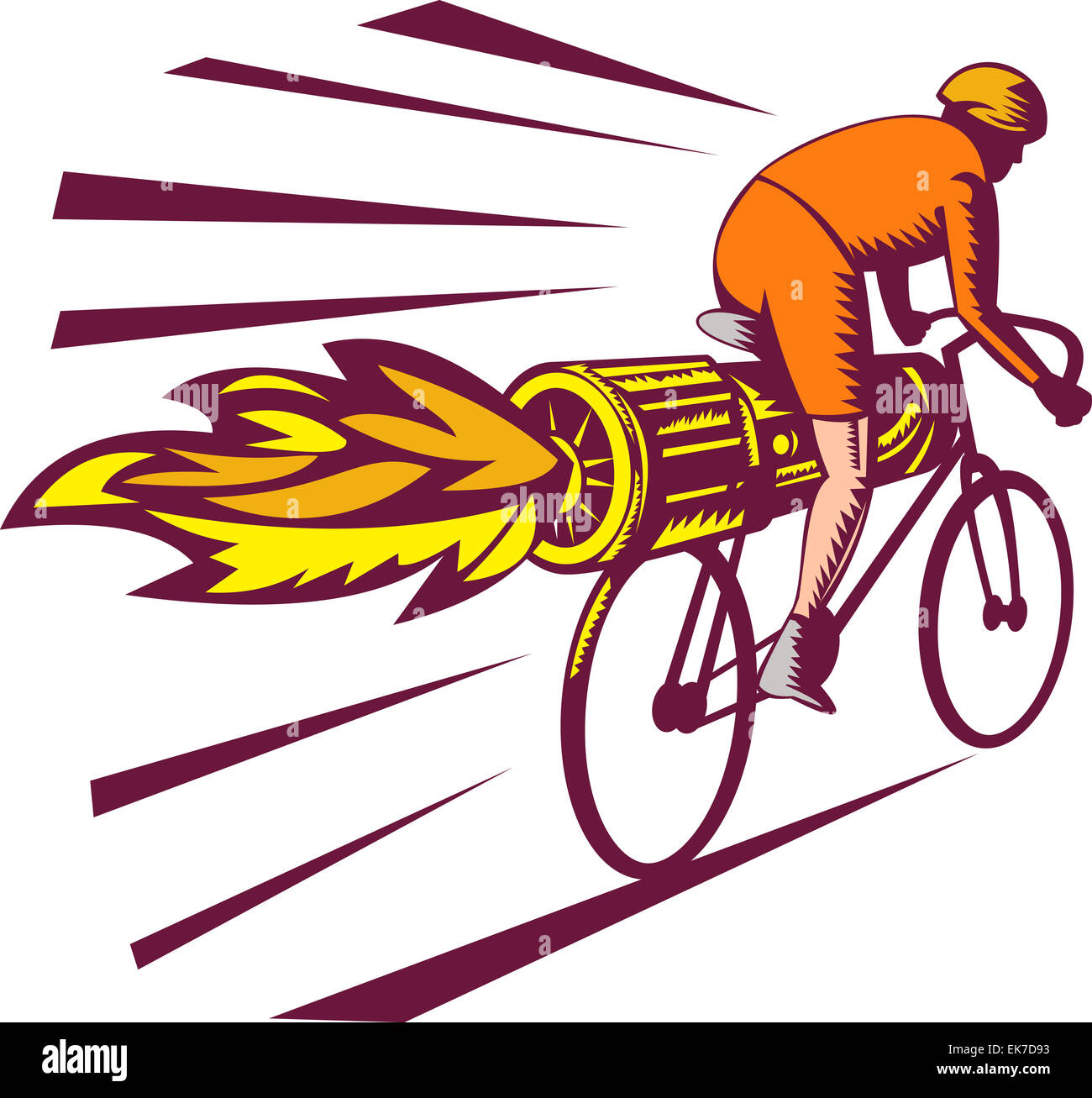 Cyclist racing with jet engine on bicycle Stock Photo - Alamy