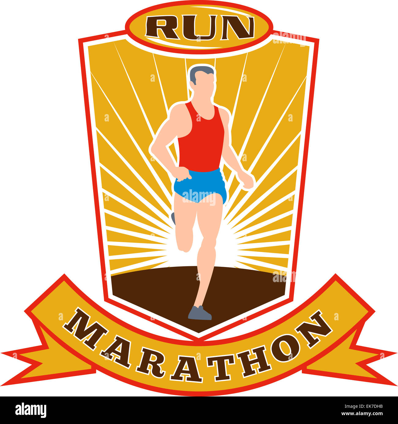 marathon runner run race shield Stock Photo - Alamy