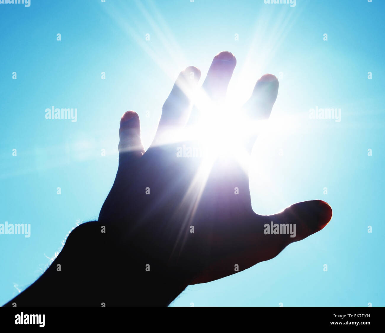 Hand to sun. Element of design Stock Photo - Alamy