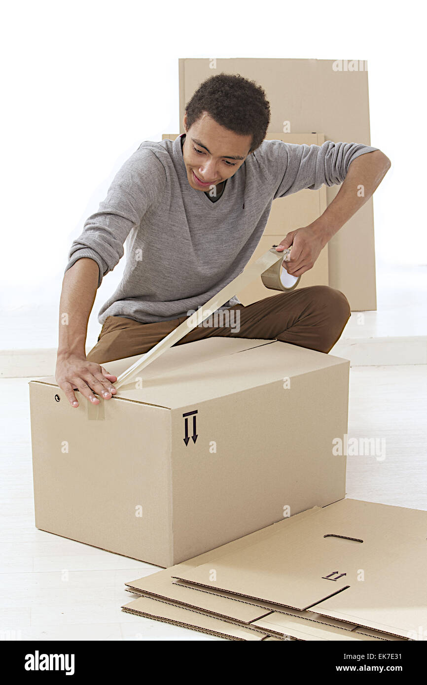 Man fitting interior Stock Photo - Alamy