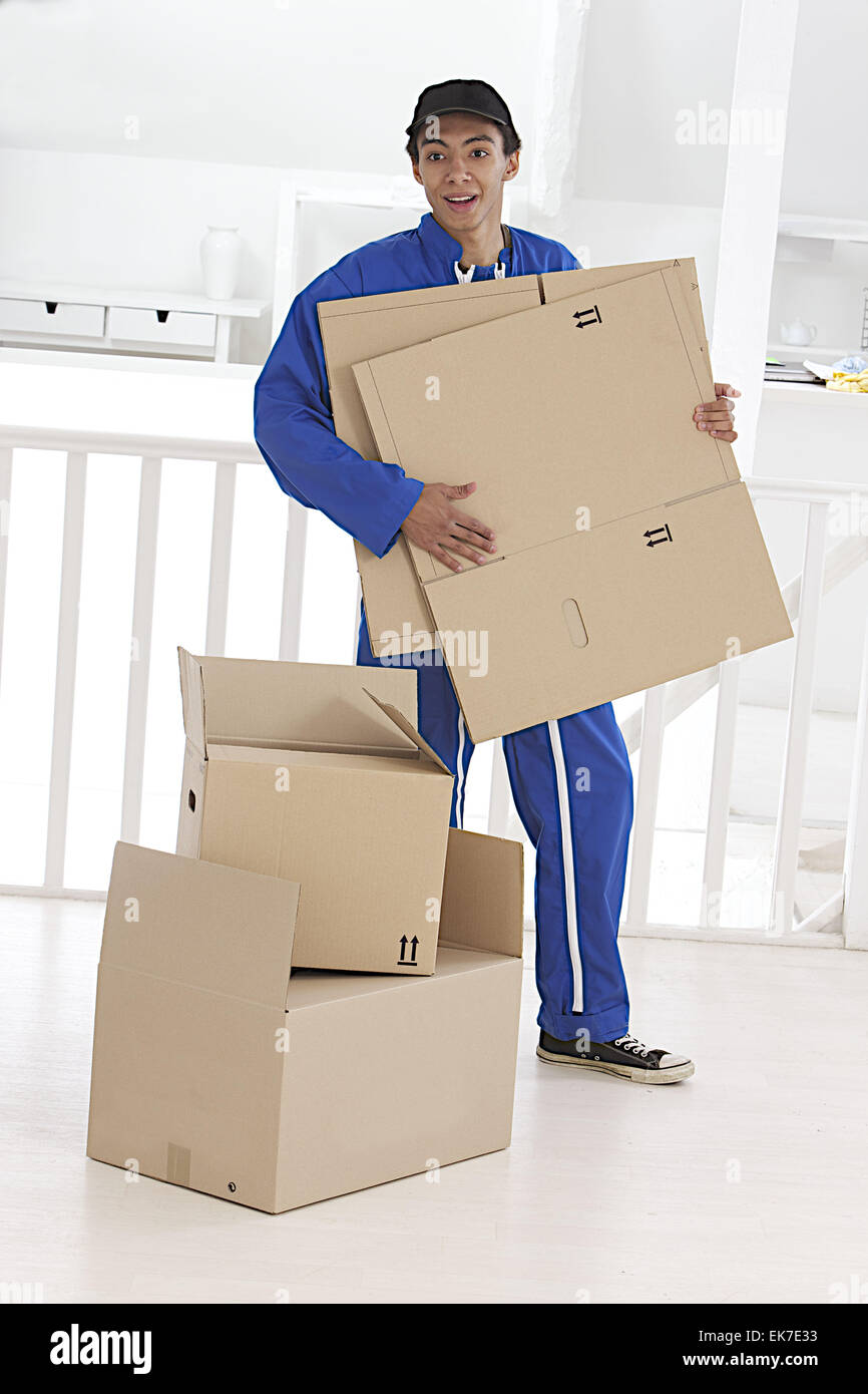 Man fitting interior Stock Photo - Alamy