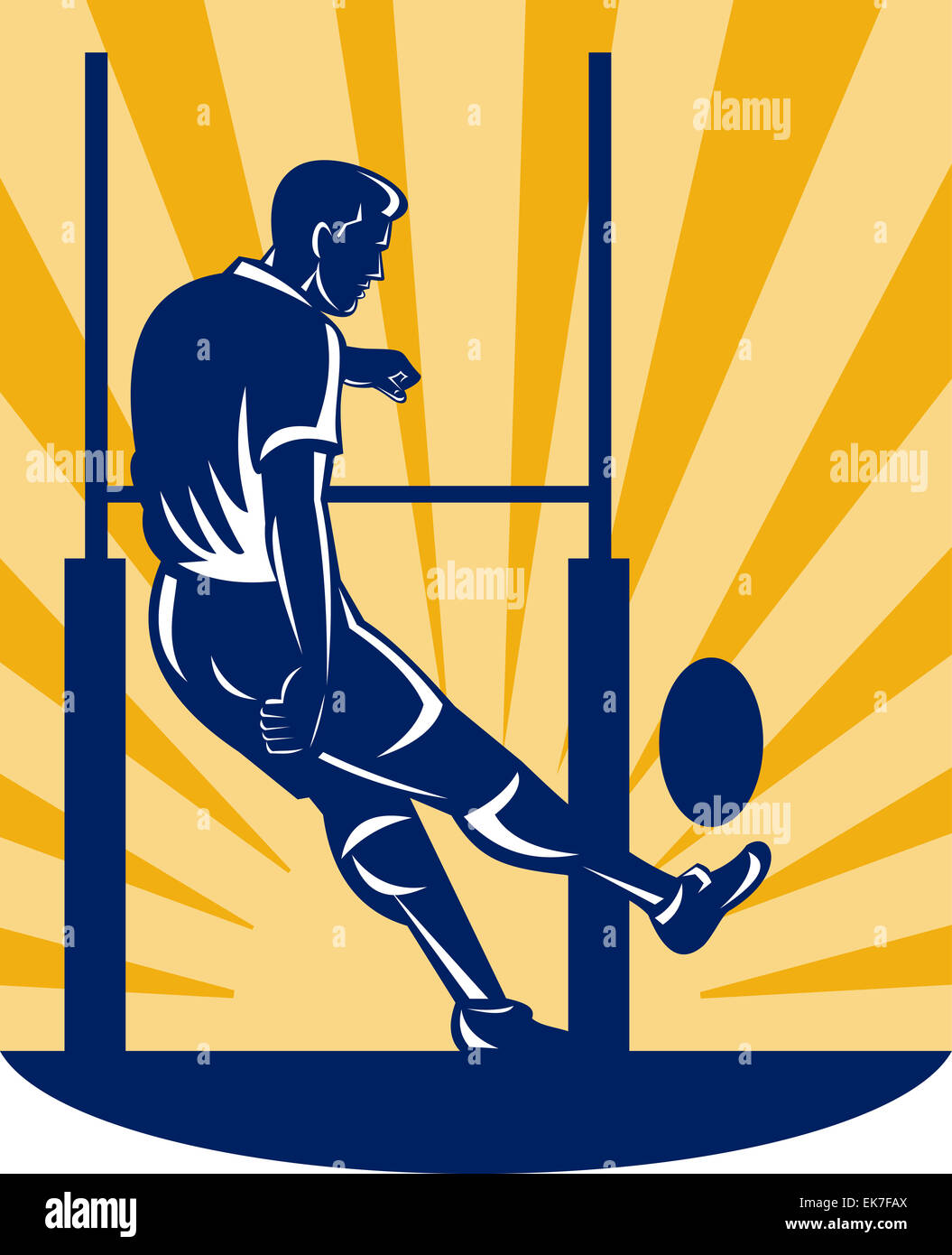 rugby player kicking at goal post Stock Photo - Alamy