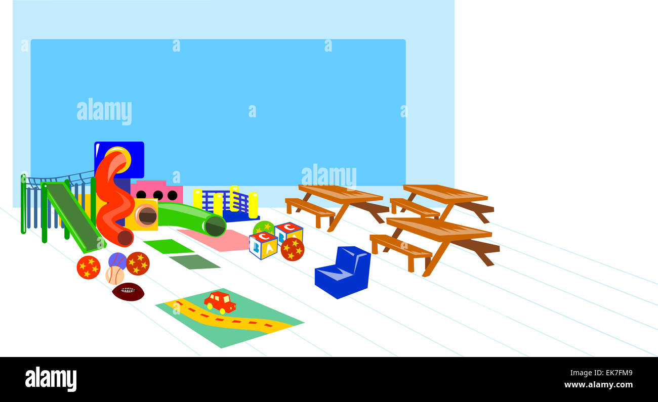 playground slides picnic table benches Stock Photo - Alamy