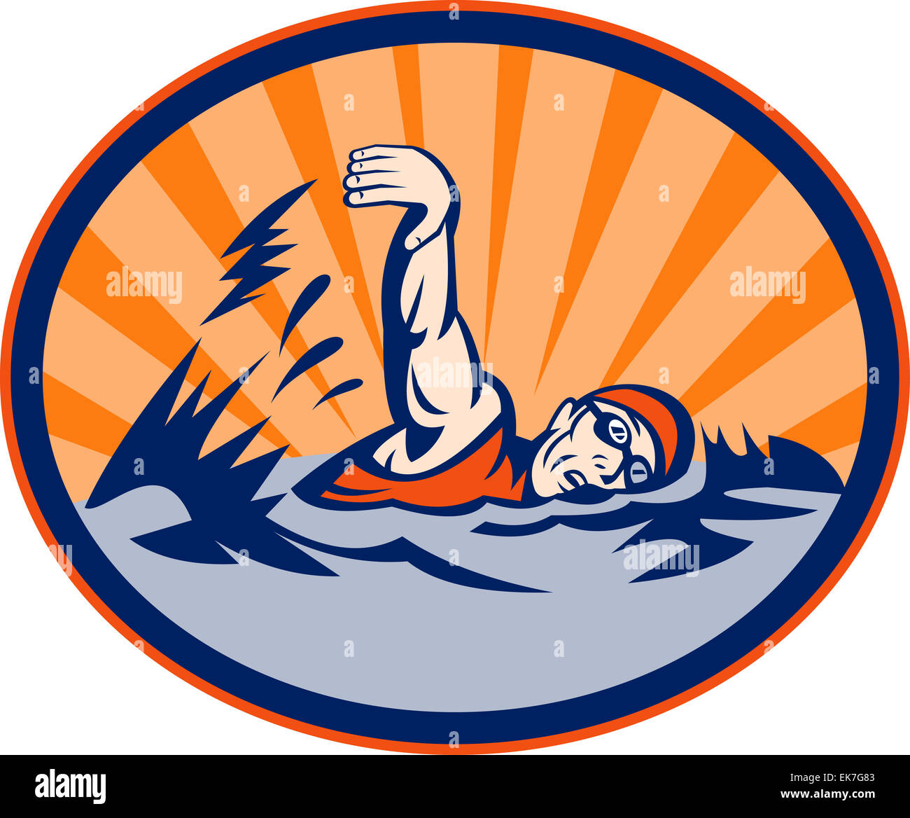 Triathlon athlete swimming freestyle side Stock Photo - Alamy