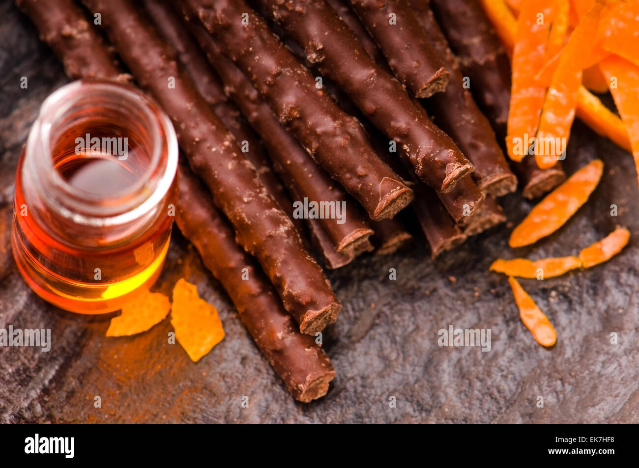 chocolate sticks with orange Stock Photo - Alamy
