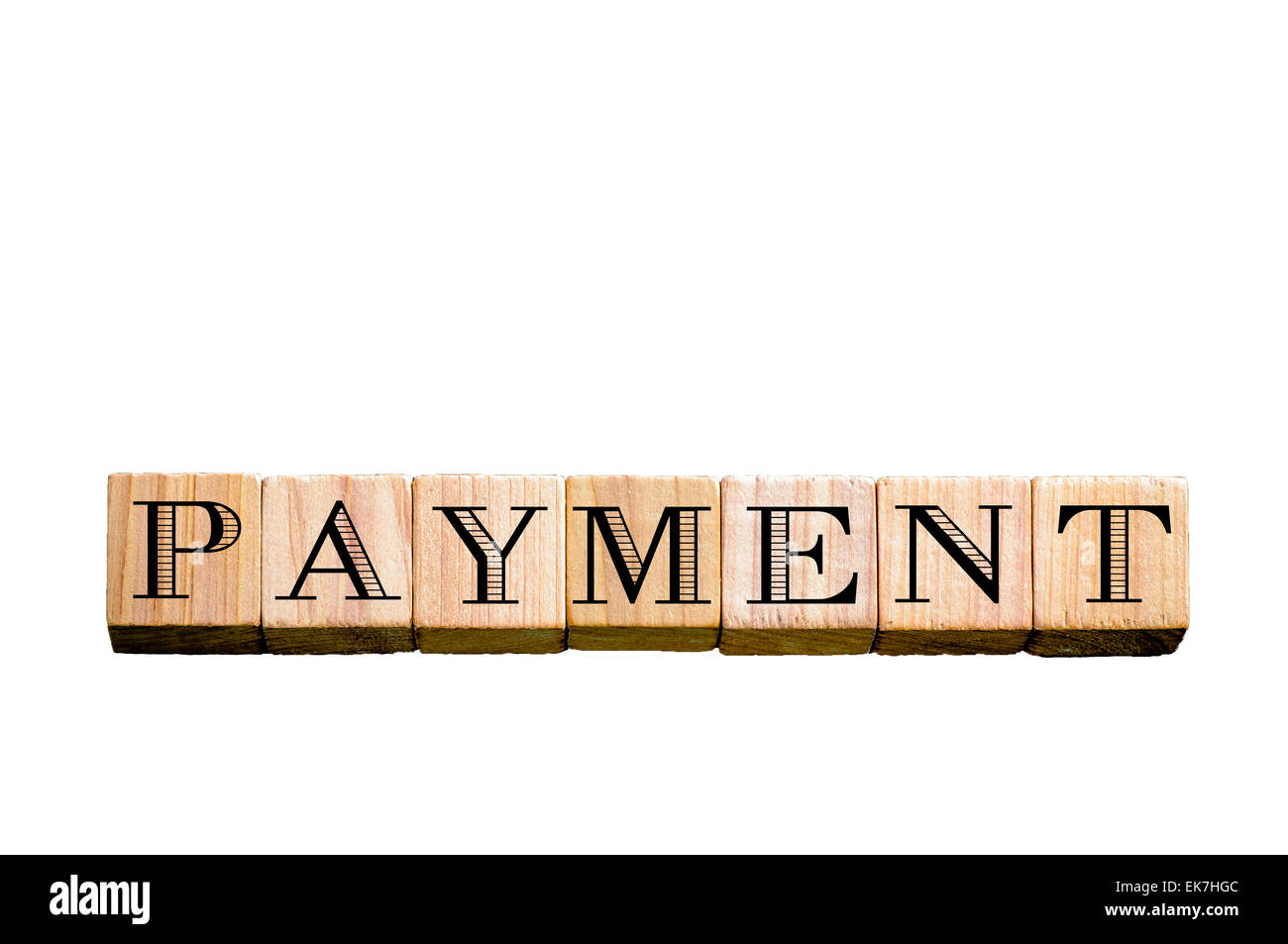 Word PAYMENT. Wooden small cubes with letters isolated on white ...