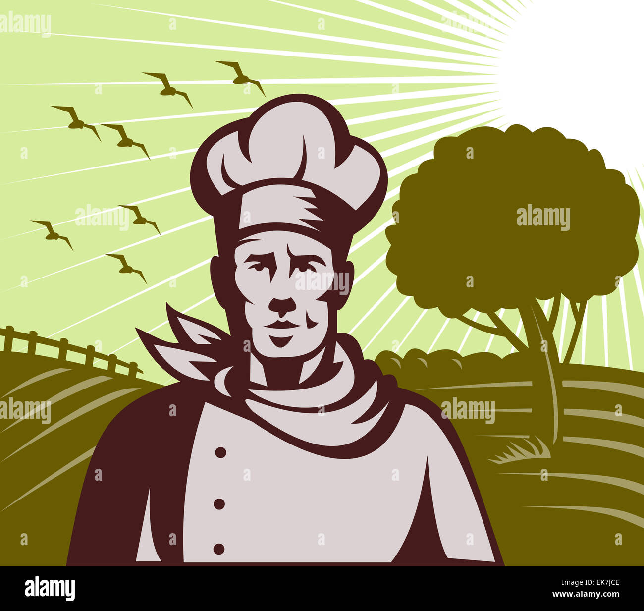 Organic Baker chef or cook with farm in background Stock Photo - Alamy