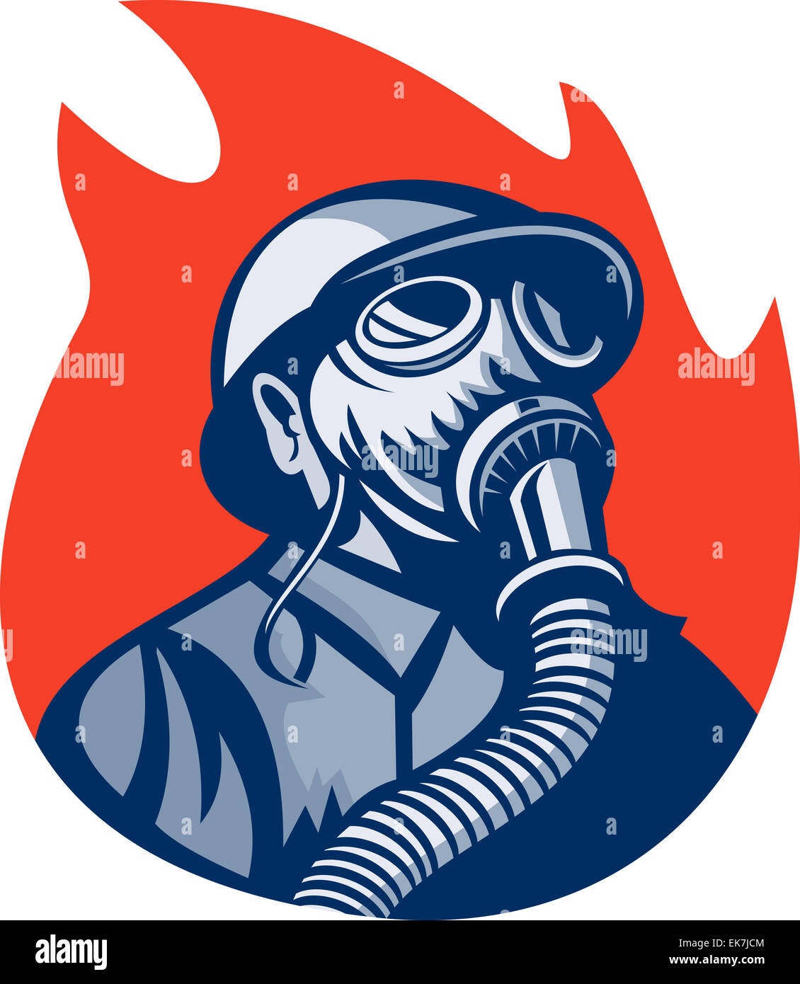 Fireman or firefighter wearing vintage gas mask Stock Photo - Alamy