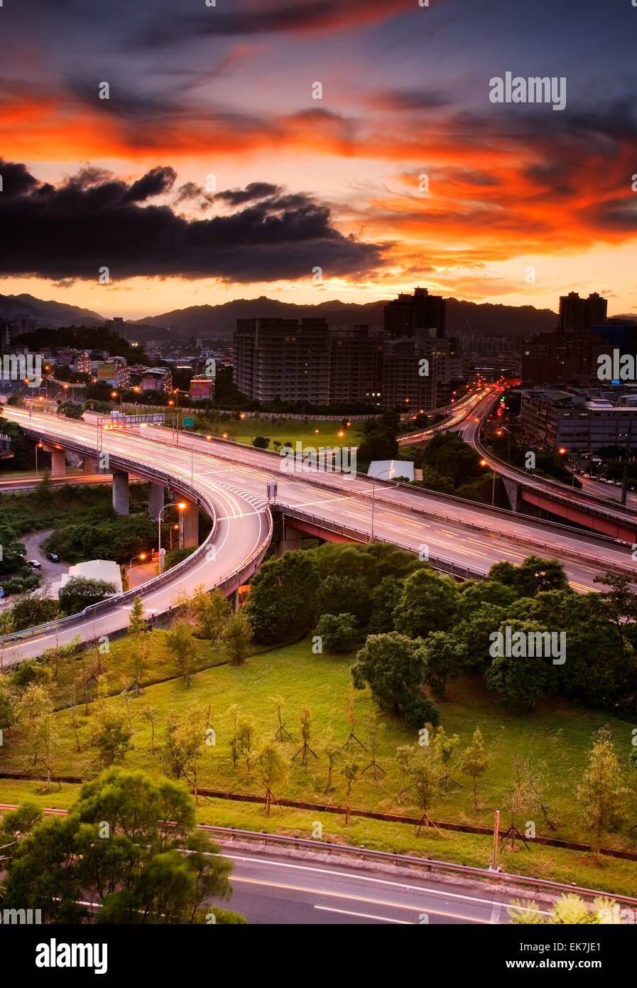 Cityscape of sunset Stock Photo - Alamy