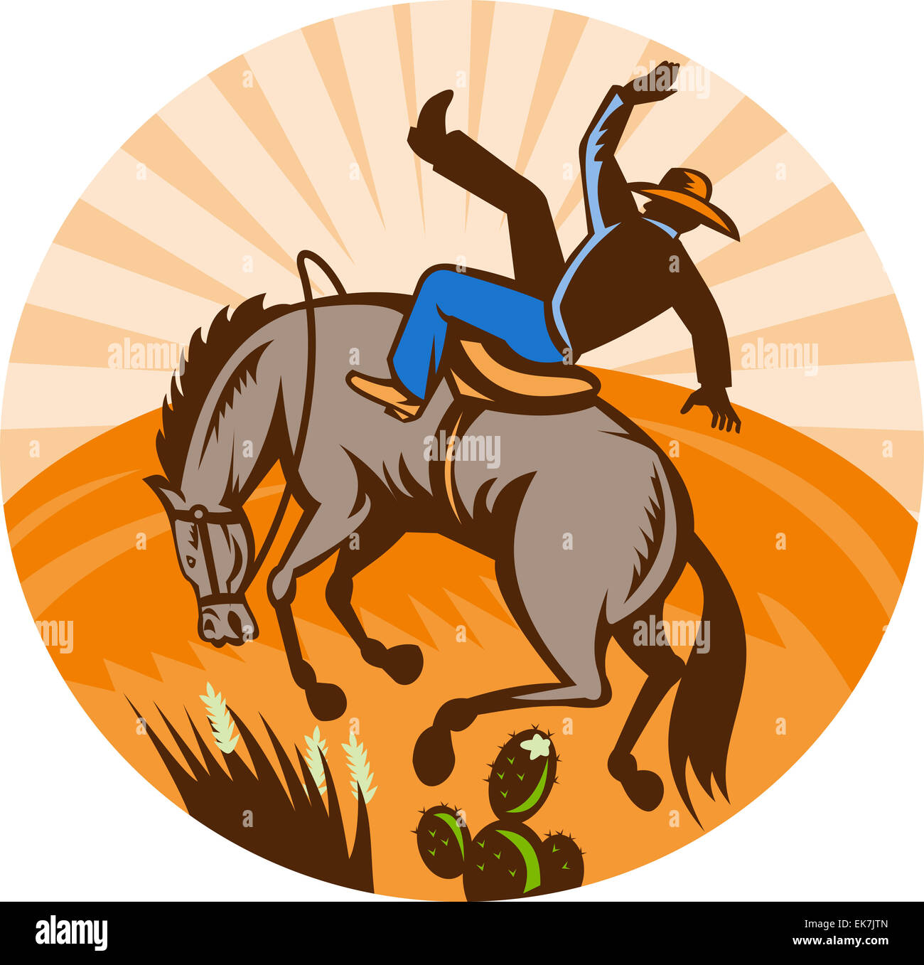 cowboy falling off horse in the desert Stock Photo - Alamy