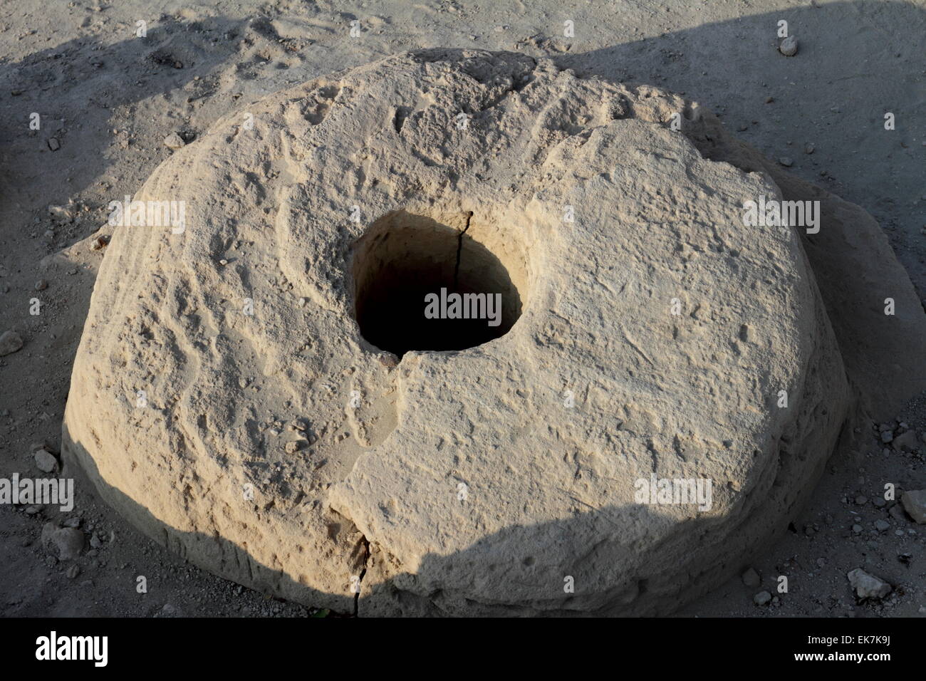 Millstone at the Barbar Temple archaeological site, Barbar, Kingdom of ...