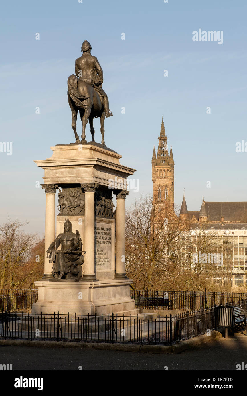Bronze Statue of Lord Roberts in Kelvingrove Park, Glasgow, Scotland ...