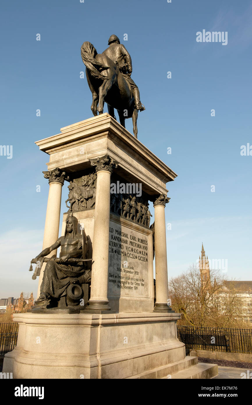 Bronze Statue of Lord Roberts in Kelvingrove Park, Glasgow, Scotland ...