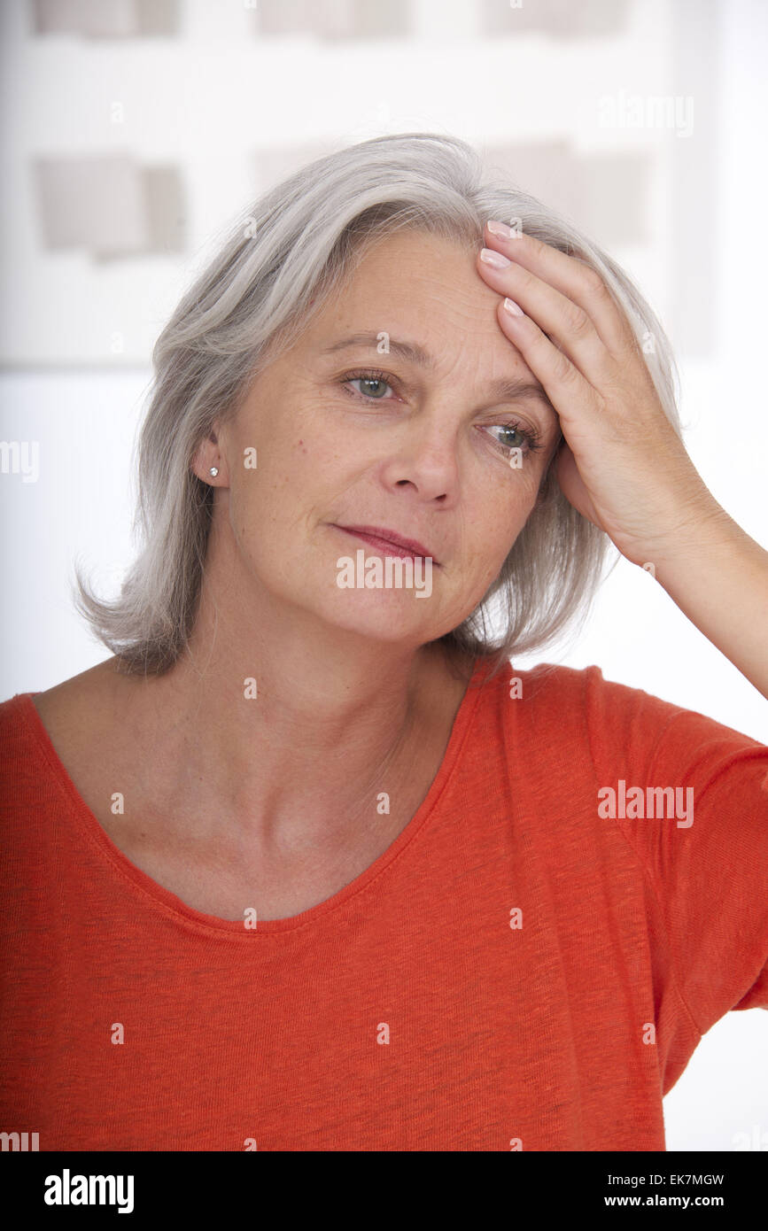 Concern senior woman Stock Photo - Alamy