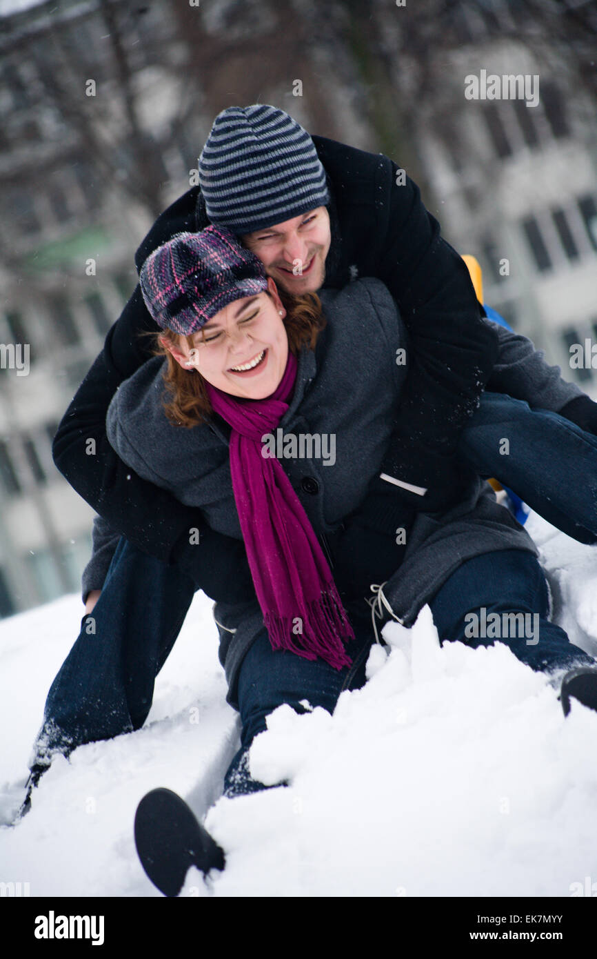 Sliding of the sled Stock Photo - Alamy