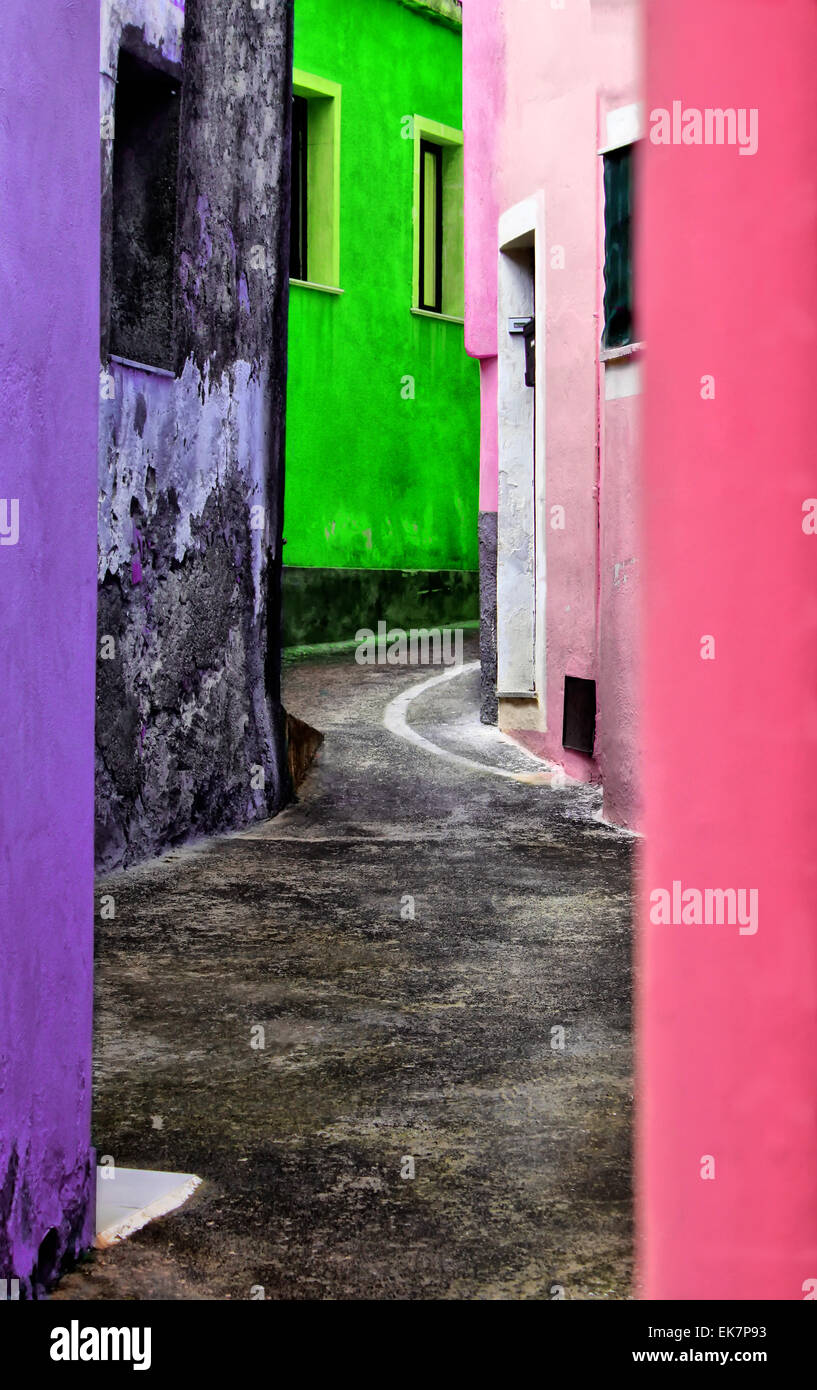 Multi colored brick street hi-res stock photography and images - Alamy