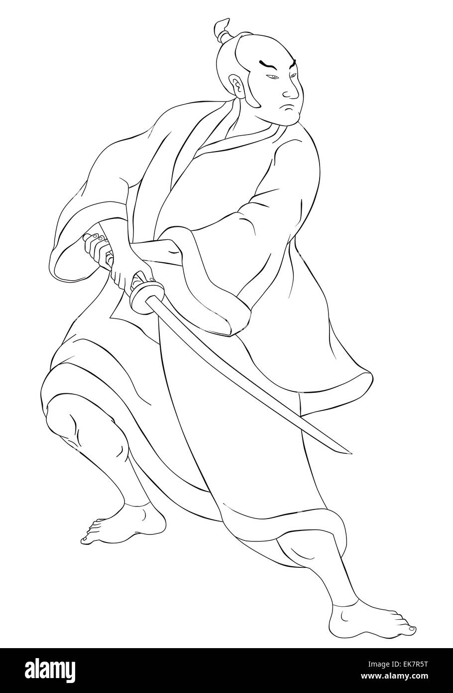 Samurai warrior with katana sword fighting stance Stock Photo - Alamy